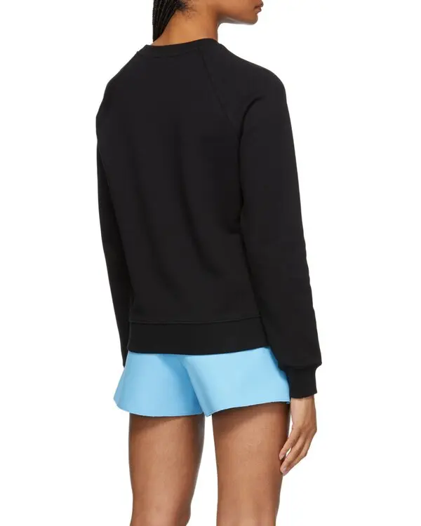 MSGM Logo Printed Ribbed Sweatshirt - Black