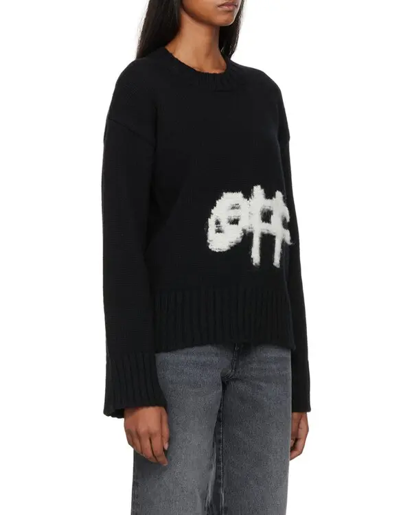 Off-White Logo-intarsia Knit Jumper - Black