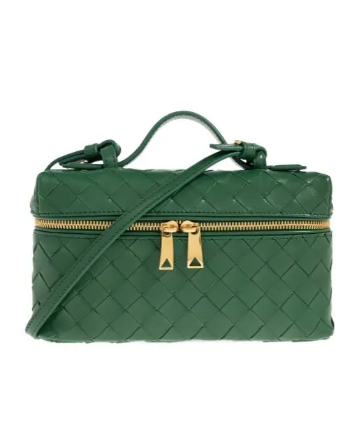 Bottega Veneta Woven Leather Vanity Case - Green