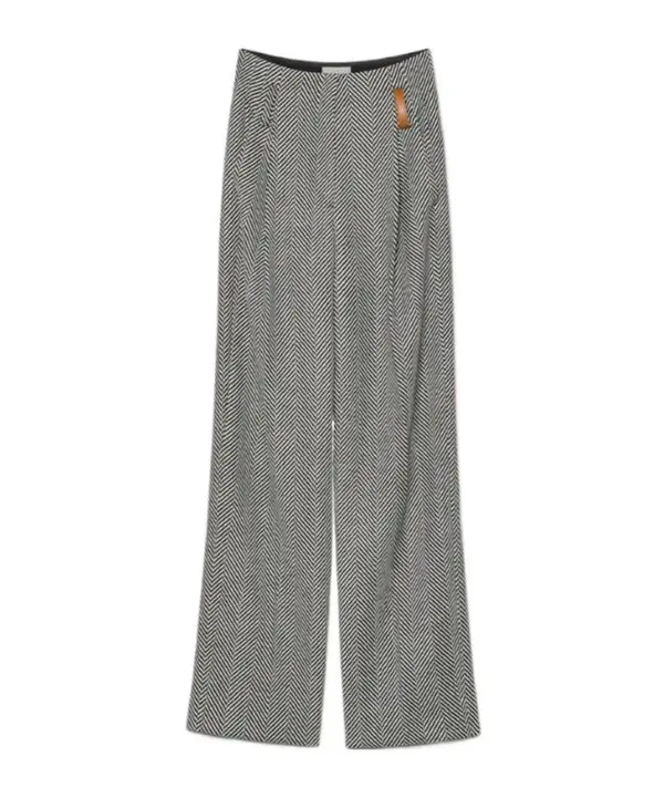 FORTE_FORTE Chevron Patterned Wool High-rise Trousers - Grey
