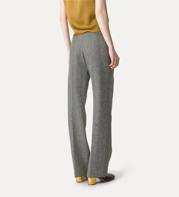 FORTE_FORTE Chevron Patterned Wool High-rise Trousers - Grey