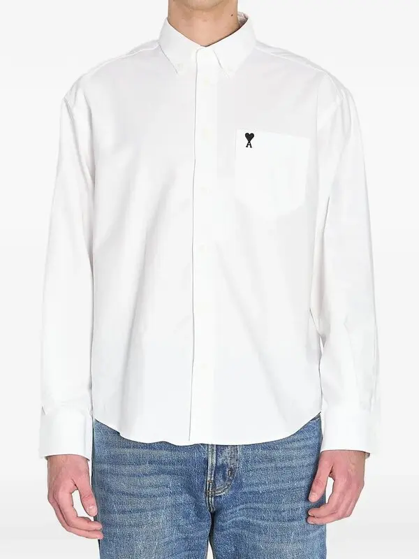 AMI Paris Logo Embroidered Long-sleeve Shirt