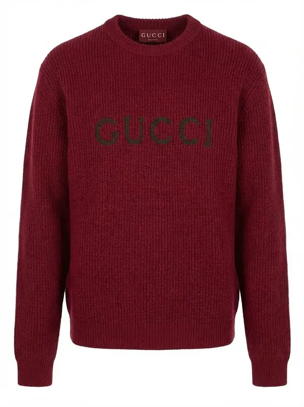 Gucci Wool Cashmere Rib Knit Sweater - Red