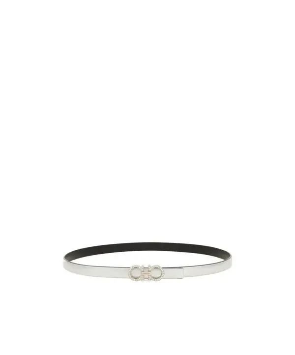 FERRAGAMO Reversible Gancini Belt - Silver/black
