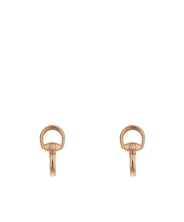 Gucci Horsebit Diamond 18k Stud Earrings - Yellow