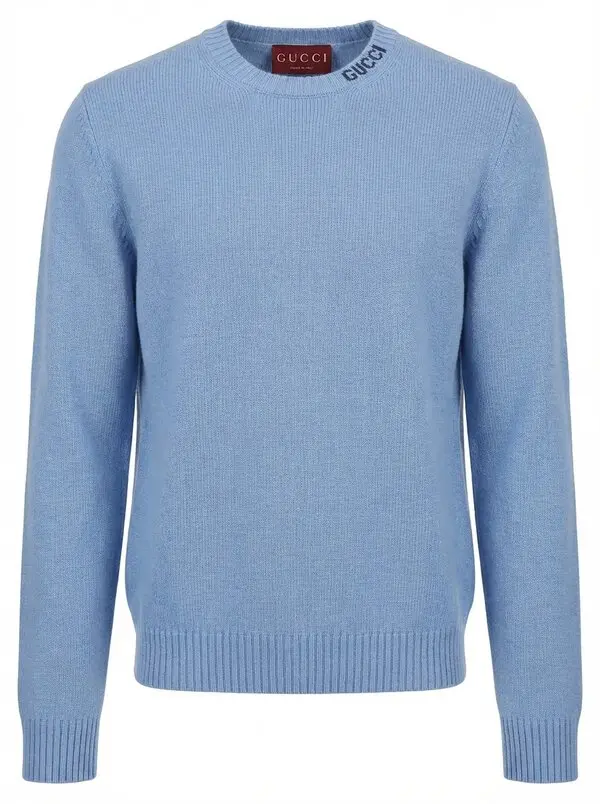 Gucci Crew Neck Knit Jumper - Light Blue