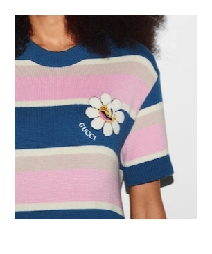 Gucci Striped Knit Dress With Appliqu