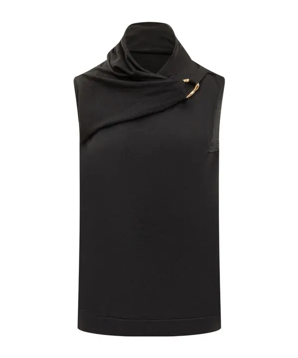 JIL SANDER Sleeveless Knitted Top With Frill Detail