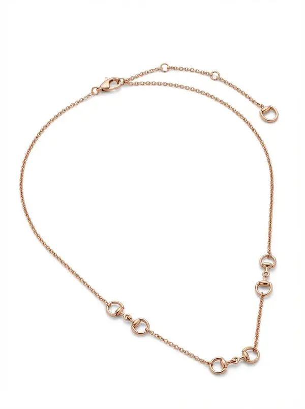 Gucci Horsebit Diamond 18k Necklace - Rose Gold