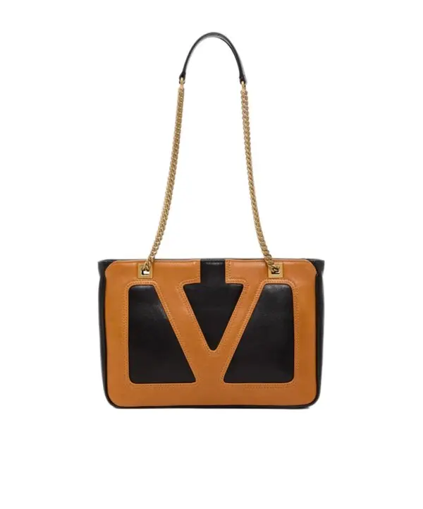 Valentino Garavani Small V-logo Chain-link Tote Bag - Black