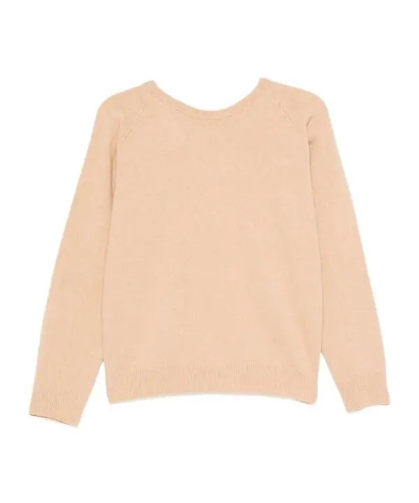 MAISON MARGIELA Long Sleeve V-neck Knit Top - Beige