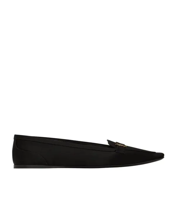 Saint Laurent Logo Plaque Slip-on Flats - Black