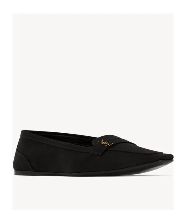Saint Laurent Logo Plaque Slip-on Flats - Black