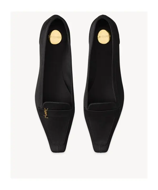 Saint Laurent Logo Plaque Slip-on Flats - Black