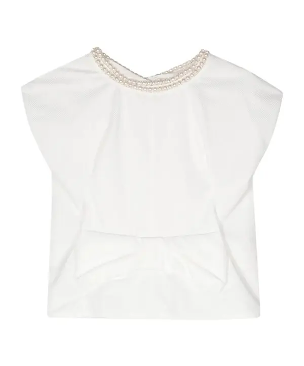 Junya Watanabe Honeycomb-pattern Blouse With Faux Pearl Details