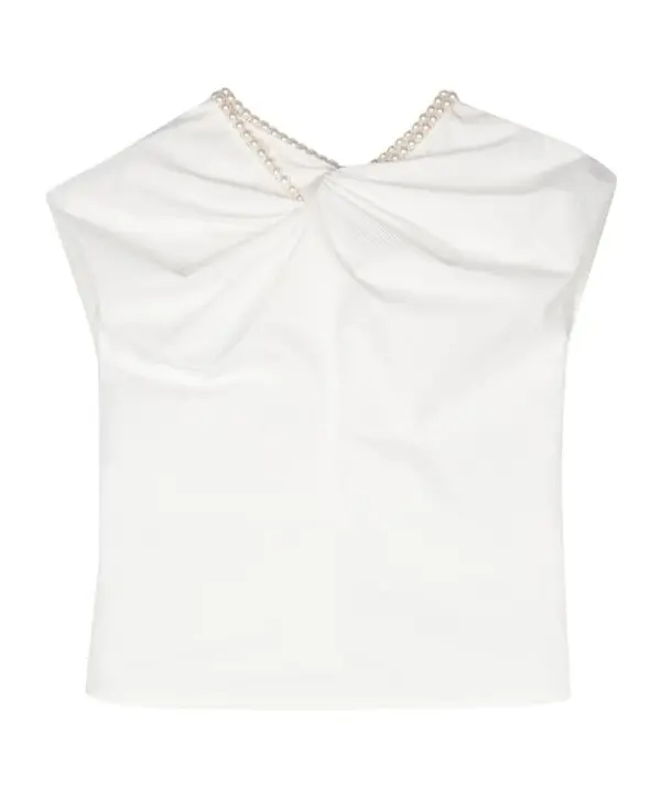 Junya Watanabe Honeycomb-pattern Blouse With Faux Pearl Details