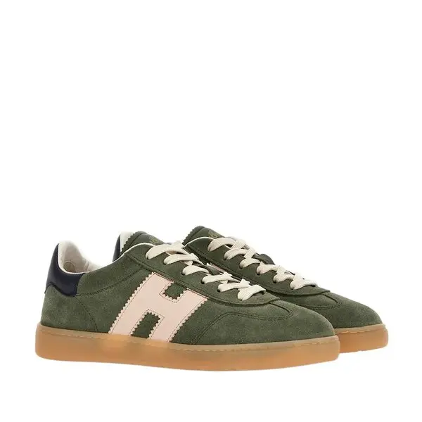 Hogan Suede And Leather H Patch Sneakers - Green