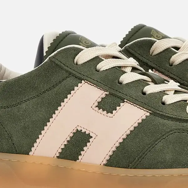 Hogan Suede And Leather H Patch Sneakers - Green