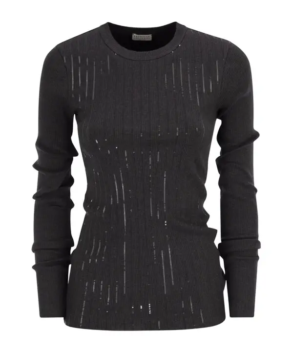 Brunello Cucinelli Long Sleeve Embroidered T-shirt