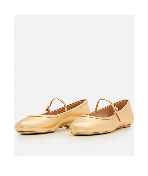 GIANVITO ROSSI Carla Buckled Ballerina Flats - Nude