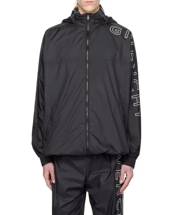 Givenchy Logo Embroidered Hooded Zip-up Jacket