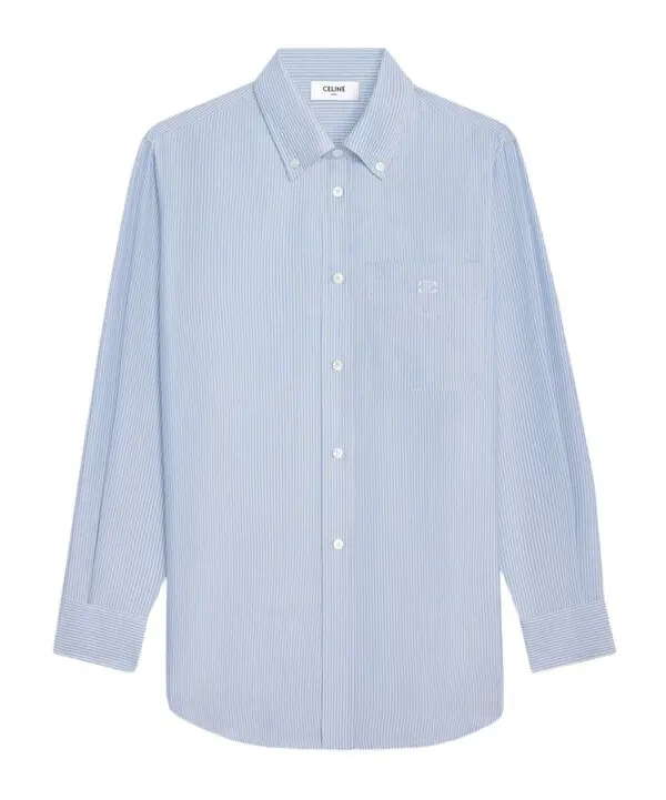 Celine Striped Silk Tomboy Shirt - No