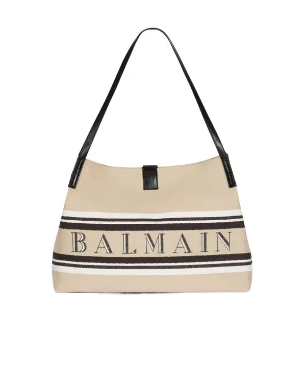 Balmain Logo Shoulder Bag - Beige