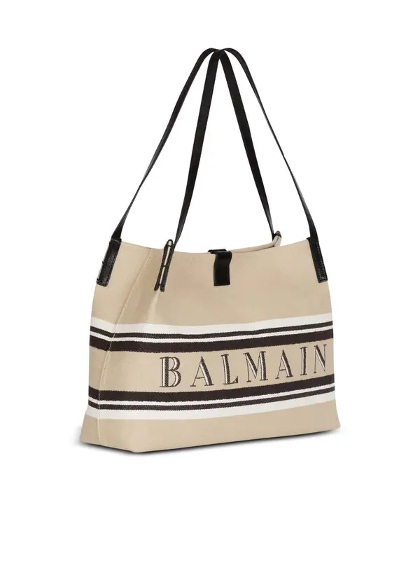 Balmain Logo Shoulder Bag - Beige