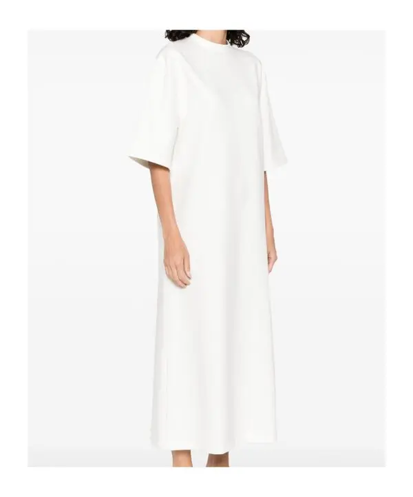 Wardrobe.NYC Jersey Midi Dress With Crewneck And T-shirt Sleeves - White