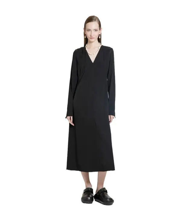 JIL SANDER V-neck Long-sleeved Midi Dress