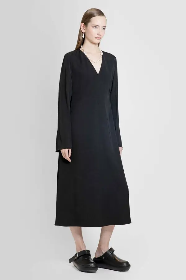 JIL SANDER V-neck Long-sleeved Midi Dress