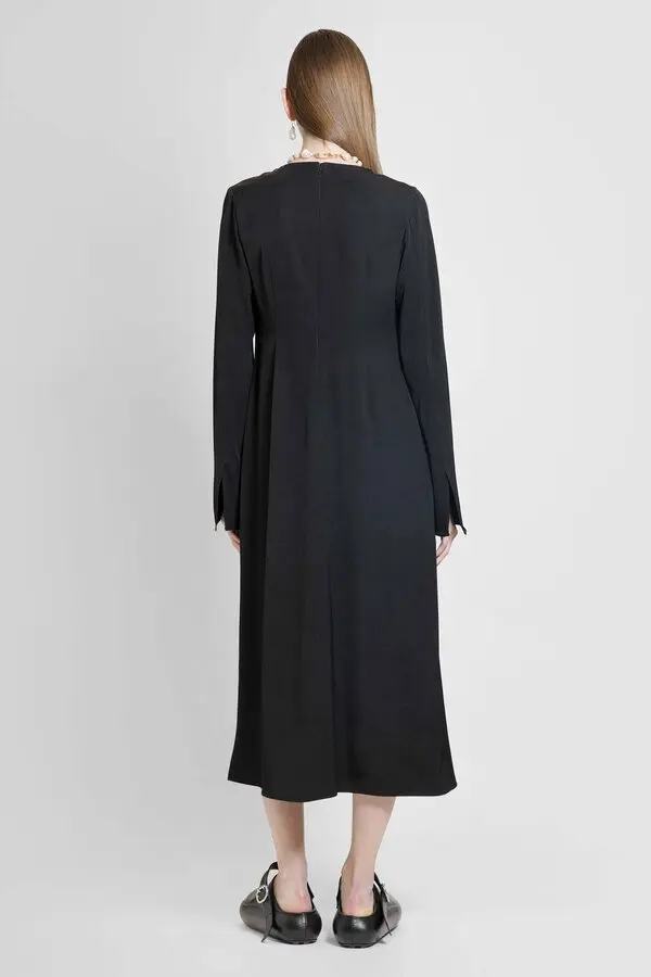 JIL SANDER V-neck Long-sleeved Midi Dress