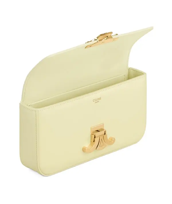 Celine Claude Chain Shoulder Bag In Shiny Calfskin - Light Yellow