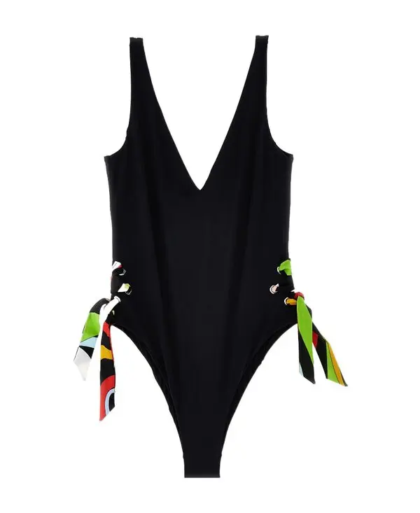 Emilio Pucci V-neck Swimsuit With Side Lace-up Detail