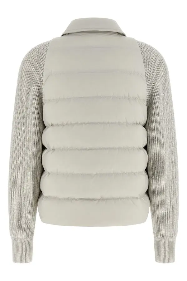 Brunello Cucinelli Down Jacket With Shirt Collar And Snap Closure - Grey