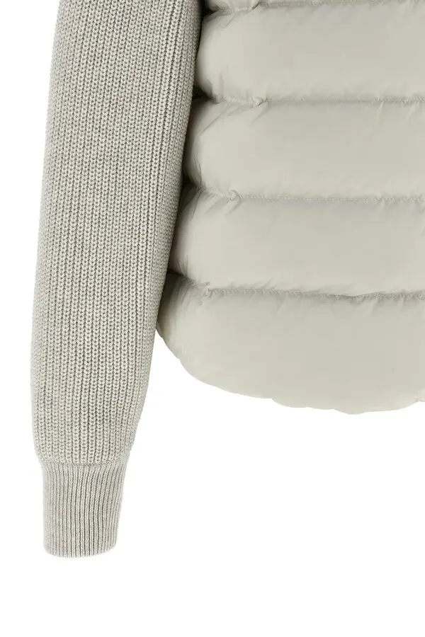 Brunello Cucinelli Down Jacket With Shirt Collar And Snap Closure - Grey