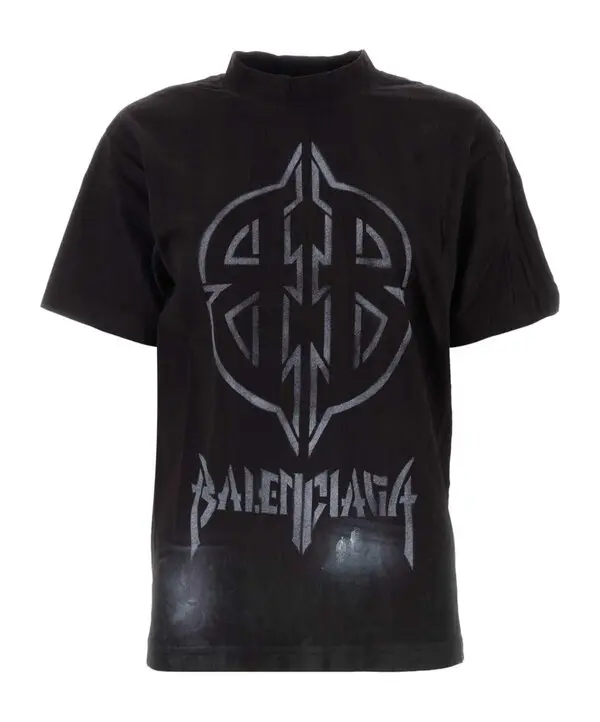 Balenciaga Bb Logo Printed Crewneck T-shirt - Black