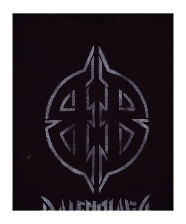 Balenciaga Bb Logo Printed Crewneck T-shirt - Black