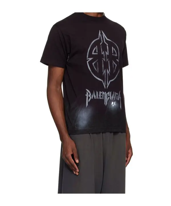 Balenciaga Bb Logo Printed Crewneck T-shirt - Black