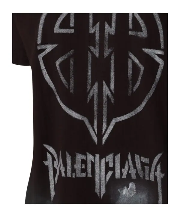 Balenciaga Bb Logo Printed Crewneck T-shirt - Black