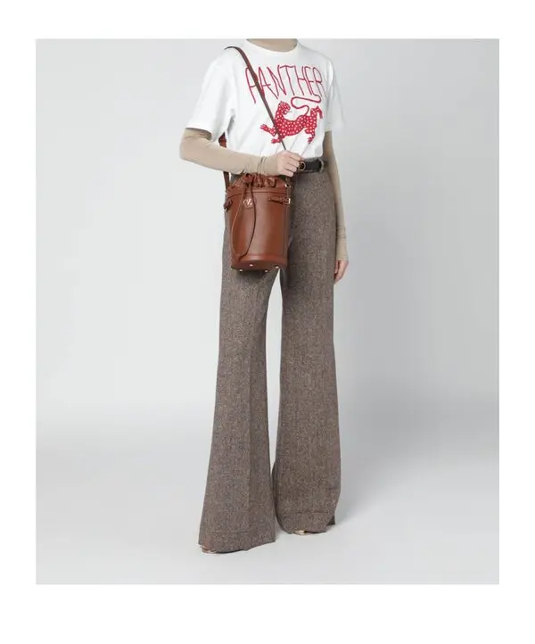 Valentino Garavani Antibes Vlogo Signature Drawstring Bucket Bag - Brown