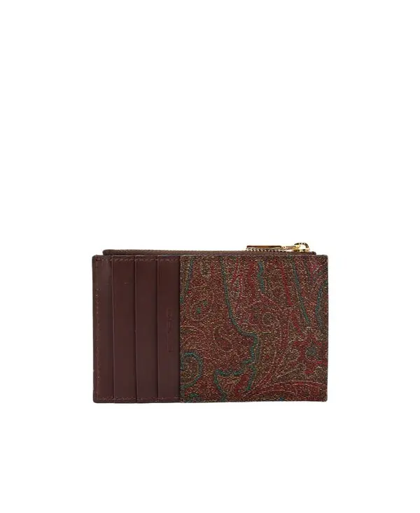 Etro Pegaso Motif Embroidered Zipped Wallet - Red