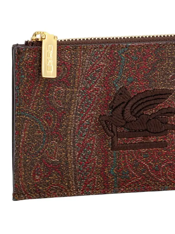 Etro Pegaso Motif Embroidered Zipped Wallet - Red