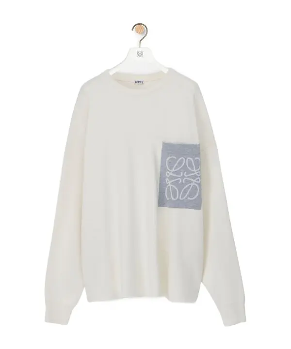 Loewe Anagram-patch Crew Neck Sweatshirt - Beige/gray