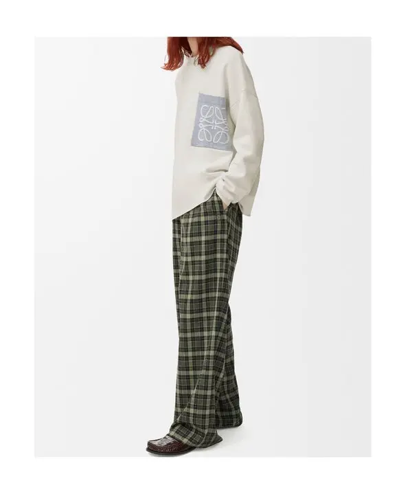 Loewe Anagram-patch Crew Neck Sweatshirt - Beige/gray