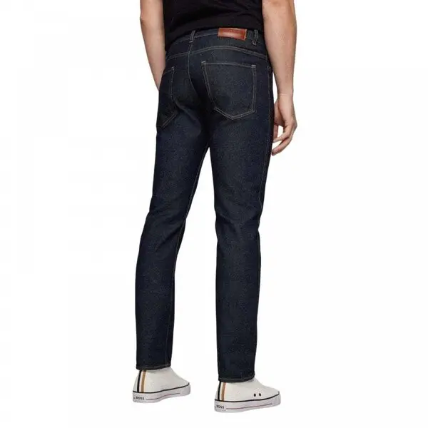Hugo Boss Straight Leg Jeans With Logo Patch - Black