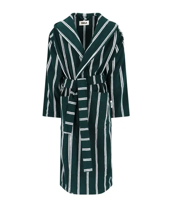 TEKLA Terrycloth Hooded Bathrobe - Green