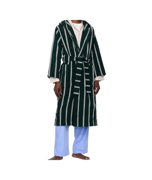 TEKLA Terrycloth Hooded Bathrobe - Green