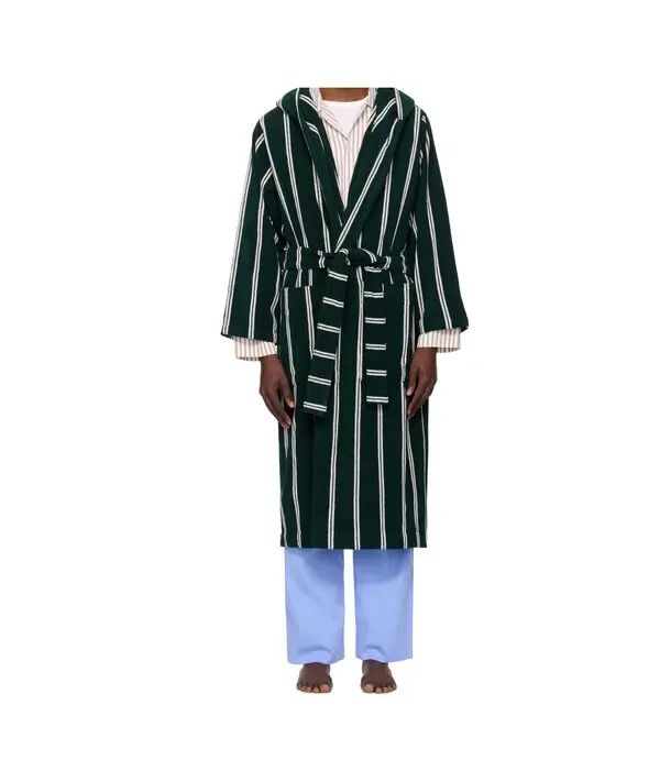 TEKLA Terrycloth Hooded Bathrobe - Green
