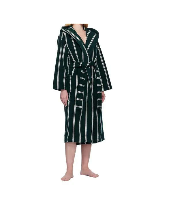 TEKLA Terrycloth Hooded Bathrobe - Green